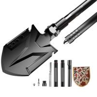 China Black Folding Multifunction Camping Shovel 8in Aluminum Alloy Straight Handle for sale