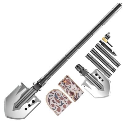 China Aluminum Alloy Folding Camping Shovel 8in Blade Straight Handle Heavy Duty Outdoor Tool for sale