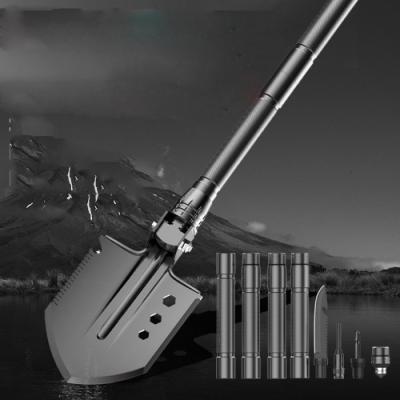 China Heavy Duty Multifunctional Aluminum Alloy Folding Shovel 76cm Camping Survival Tool for sale