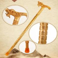 China Hand Carved Peach Wood Walking Cane 90cm Natural Wooden Walking Stick for Elderly for sale