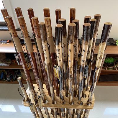 China Hand Carved Peach Wood Walking Stick 90cm for Seniors Outdoor Hiking Cane for sale