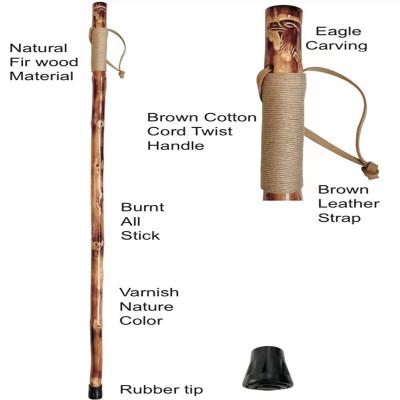 China Hand Carved Peach Wood Walking Cane 90cm Straight Handle Elderly Hiking Stick for sale