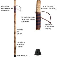 China Hand Carved Peach Wood Walking Cane 90cm Straight Handle Elderly Hiking Stick for sale