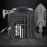China Multifunctional Outdoor Camping Survival Tool Kit 34.5cm 3CR13 Steel Shovel Axe Set for sale