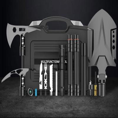 China Multifunctional Outdoor Camping Survival Tool Kit 34.5cm 3CR13 Steel Shovel Axe Set for sale