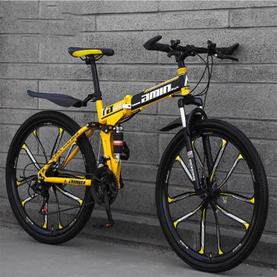 China 26 Inch Foldable Mountain Bike Disc Brake 21 Speed High Carbon Steel Frame 120kg Load Capacity for sale