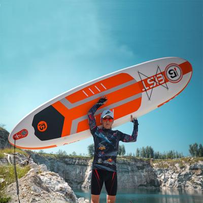 China Inflatable Stand Up Paddle Board 335x81x15cm PVC Surfboard with Safety Foot Rope for Adults for sale