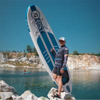 China Inflatable Stand Up Paddle Board 350x81x15cm PVC Drop Stitch Surfboard with Adjustable Paddle for sale