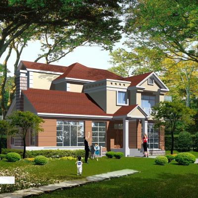 China UPS Unique Design Ready-Made Prefabricated Steel Villa Water-Resistant Prefab Fiber Cement House for Family Living for sale