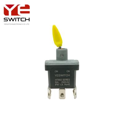 China Two Positions ON-ON Metal Toggle Switch 15A 28V Double Pole With Yellow Booted Handle for sale