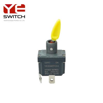 China Yellow Booted Handle Industrial Toggle Switch With Flat Outer Screw Terminal for sale