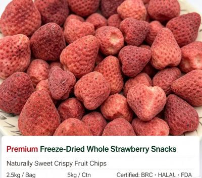 China Premium Freeze-Dried Whole Strawberry Snacks with Zero Added Sugar and 18-Month Shelf Life for sale