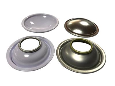 China 65mm 211# Aerosol Can Cone Tinplate Lid Clear Gold Color Valve Fixing Cover for sale