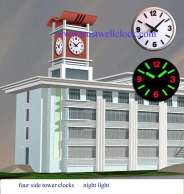 China Custom Large Tower Clock 60cm to 10m Diameter Aluminum or Acrylic Dial with LED Illumination for sale