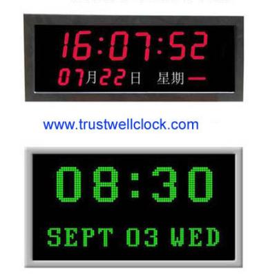 China LED Digital Display Clock 12/24H Red Green Digit Wall Clock Custom Size for sale
