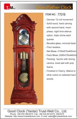 China Luxurious Grandfather Floor Clock with German Hermle 8 Cable Driven Movement 218cm for sale