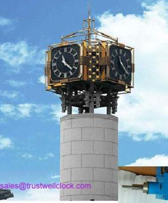 China Tower Building Clock 1-4 Faces 1m to 10m Diameter LED Lights Stepper Motor Movement for sale
