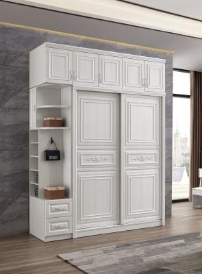China Eco Friendly White Wooden Wardrobe With Sliding Door Washable Height 20cm for sale