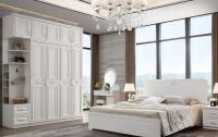 China Removable Multipurpose White Wooden Wardrobe With Four Door Anti Deformation for sale