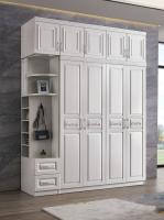 China Durable Thick Large Wardrobe With Drawers , ODM Solid Wood White Painted Wardrobe for sale