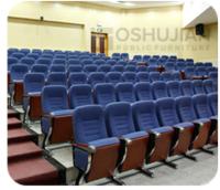 China Collapsible 2 Seater Cinema Hall Chairs Anti Electrostatic Medium Hardness for sale
