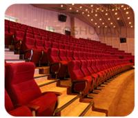 China Collapsible 2 Seater Cinema Hall Chairs Anti Electrostatic Medium Hardness for sale
