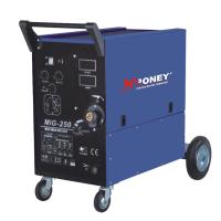 China Digital display aluminum coiled arc transformer mig welding machine with moving wheels mig250 for sale