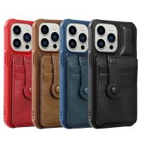 China iPhone 13 Pro Max Vegan Leather Phone Case Slim 0.1in Shockproof Wireless Charging Compatible for sale