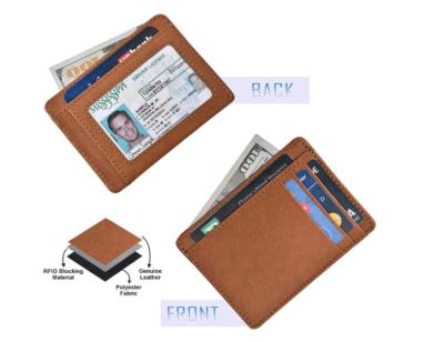 China Waterproof Leather Card Case RFID Blocking Slim Wallet 10x7x1.5cm Holds 8-12 Cards for sale