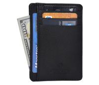 China Men Slim Leather Wallet Card Case RFID Blocking Smart Minimalist 4.4x3.7x0.4in for sale