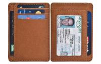 China Men Slim Leather Wallet Card Case RFID Blocking Smart Minimalist 4.4x3.7x0.4in for sale