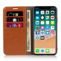 China Waterproof Vintage Leather Card Holder with Snap Button 10x7x1.5cm for 8-12 Cards for sale