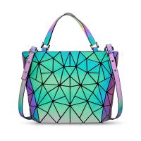 China Fashion Geometry Ringer PU Leather Tote Bag Laser Color Changing 40x30x10cm for sale