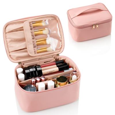 China Multi-Layered Cosmetic Storage Bag with Mesh Pockets Waterproof 0.06mm Travel Case 3 Compartments for sale