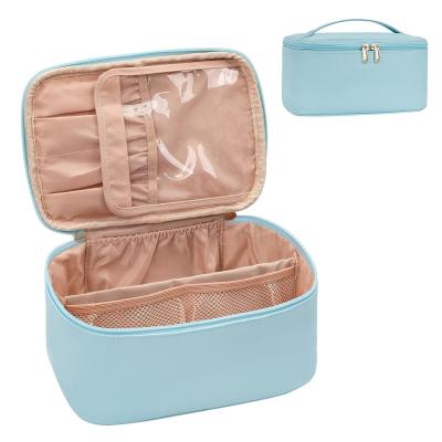 China 3 Compartment Cosmetic Storage Bag 0.06mm Thickness Non Transparent Travel Makeup Organizer for sale