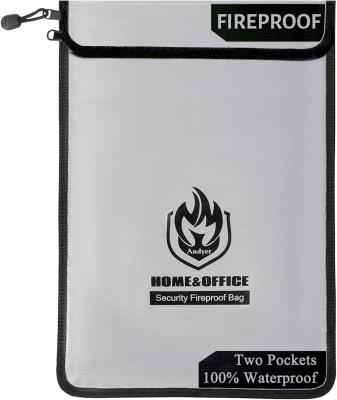 China Fireproof Document Bag 2000°F 15x11 inch Waterproof Money Bag with Zipper for Valuables for sale