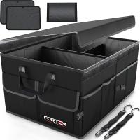 China Collapsible Car Trunk Organizer 50L Non Slip Foldable SUV Storage with Securing Straps Black Polyester for sale