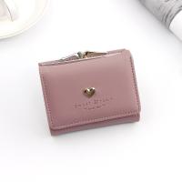 China Women's Heart Shape Hardware Clutch Bag 10.8x9x3cm Solid Color Short Coin Wallet Card Holder for sale