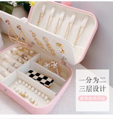 China European Jewelry Storage Box Large Capacity 3 Layer Ring Gift Box 16.5x11.5x5.5cm Leather for sale