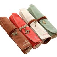 China Canvas Pencil Case Large Capacity 24.5x19cm Pen Bag for Students Adults for sale