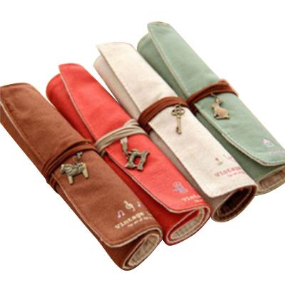 China Canvas Pencil Case Large Capacity 24.5x19cm Pen Bag for Students Adults for sale