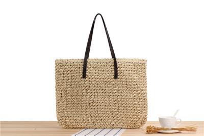 China Handwoven Straw Shoulder Bag Large Capacity Casual Solid Color for Women for sale
