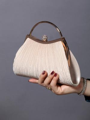 China Retro Solid Color Pleated Crossbody Bag with Detachable Chain Lock Closure 30cm for sale