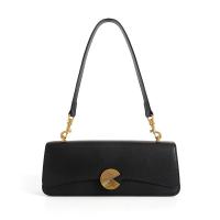 China Genuine Cowhide Shoulder Bag Women Crossbody Handheld Baguette Bag Retro Hardware 30x10x6cm for sale