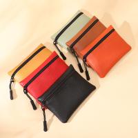 China Lychee Pattern PU Leather Zipper Coin Purse 12x9x1cm Women Card Bag for sale