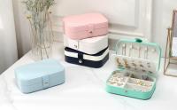 China Double Layer PU Jewelry Storage Box 16x11x5cm for Necklace Earrings Ring Portable Organizer for sale