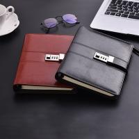 China A5 Code Lock Notebook with Card Slots Loose Leaf Secret Diary PU Leather 3 Digit Combination for sale