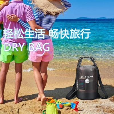 China Transparent PVC Waterproof Bucket Beach Bag Large Capacity 30L Adjustable Shoulder Strap Swim Bag for sale