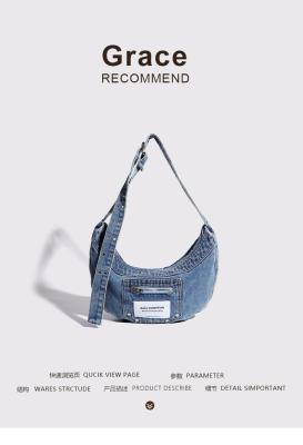 China Retro Wash Denim Underarm Bag Niche Design Adjustable Shoulder Strap 2024 for sale