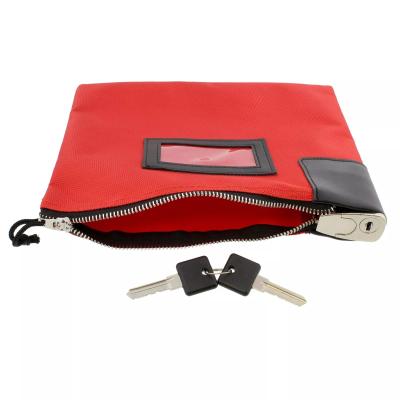 China Durable Waterproof Zipper Bank Bag with Lock and Keys 11x8.6 Inch Large Capacity for Cash Coins Jewelry for sale